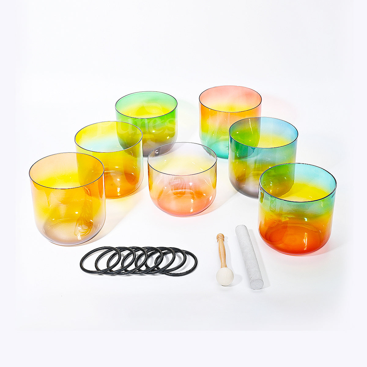 Alchemy Clear Crystal Singing Bowl Set Sunshine Rainbow 7 Seven Chakra ...