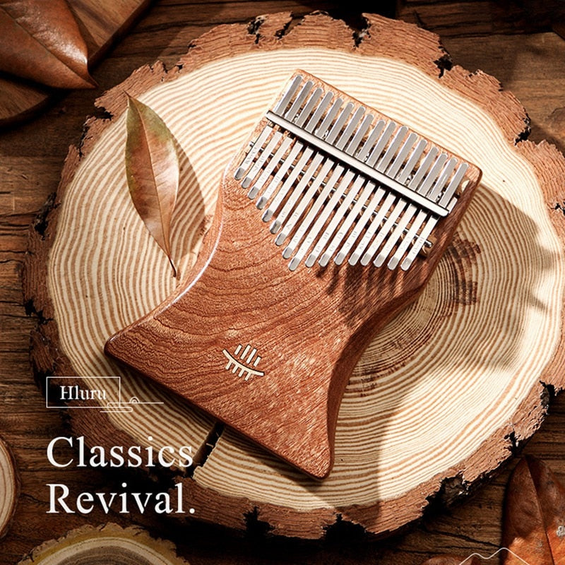 Hluru Flat Board 17 keys Solid Kalimba Rosewood/Sapele Cup-shaped Thum ...
